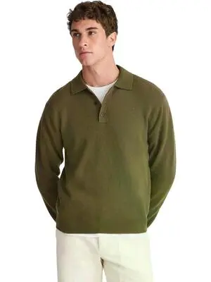 Madewell Sweater Polo In Heritage Merino Wool - Bay Leaf