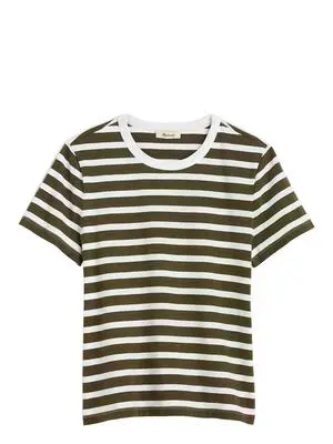 Madewell Allday Jersey Crewneck Tee - Back To Olive Stripe