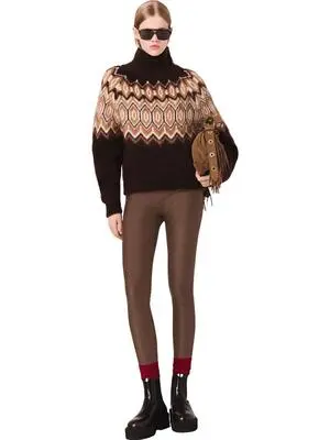 Maje Mohair Fair Isle High-neck Jumper - Dark Brown