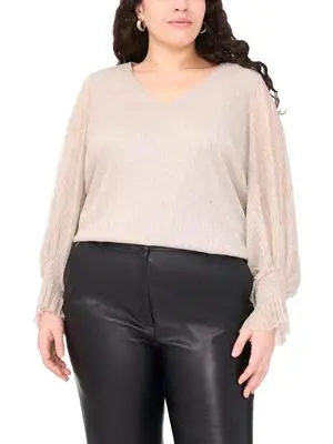 Vince Camuto Metallic V-neck Top - Silver/gold