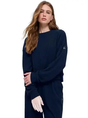 Alo Yoga Muse Crewneck Pullover Top - Navy