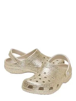 Pink Crocs Classic Glitter Clogs - Beige