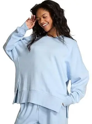 Pink Campus Fleece Tunic Crew Sweatshirt - Blue