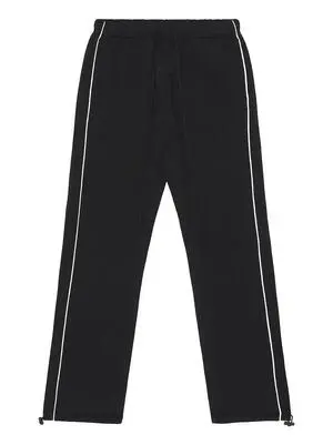 Fear Of God Fear Of God Essentials Sporty Nylon Relaxed Sweatpant With Piping In Black Jet Black & Cloud White