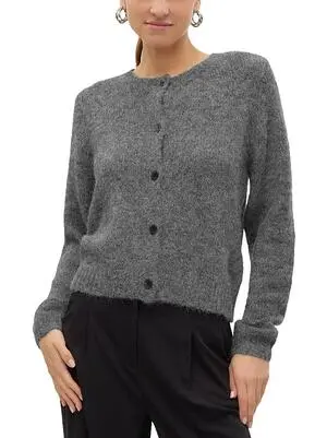 Vero Moda Novah Crewneck Cardigan Sweater - Medium Grey