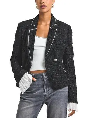 Derek Lam 10 Crosby Estelise Galaxy Tweed Blazer - Black/silver