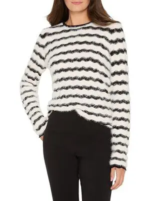 NIC+ZOE Striped Pointelle Sweater - Cream Multi
