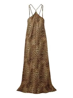 Melissa Odabash Sage Leopard-print Voile Halterneck Maxi Dress - Animal Print