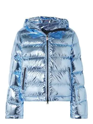 Perfect Moment Polar Flare Metallic Quilted Down Ski Jacket - Blue