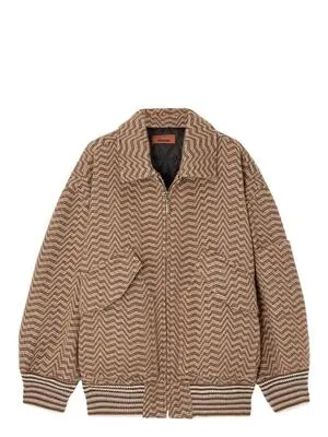 Missoni Caperdoni Striped Padded Wool And Cotton-blend Jacket - Brown