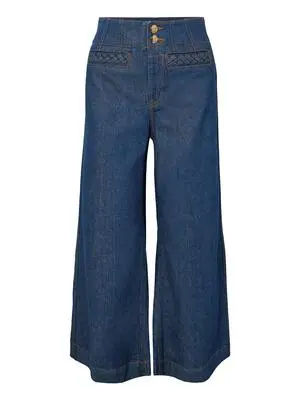 Zimmermann Awaken High-Rise Cropped Flare Jeans Dark Denim