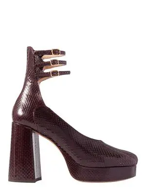 Chloé Loti Snake-effect Leather Platform Pumps - Purple