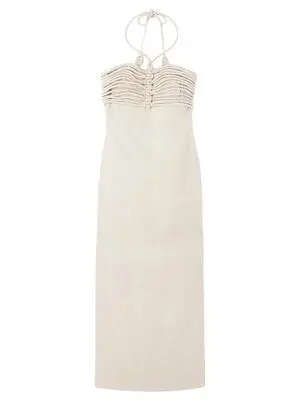 ANDRES OTALORA Mezcalitos Knotted Linen Midi Dress - Cream