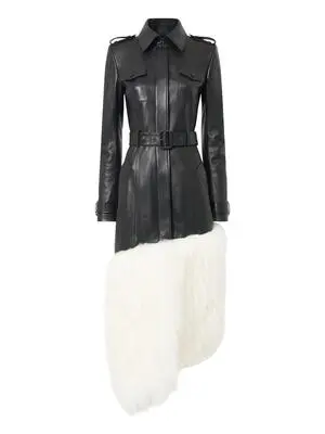 Gabriela Hearst Isak Lamb Leather And Shearling Trench Coat - Black/ivory