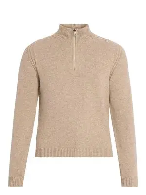 Sease Cashmere Mouline Half-zip Sweater - Driftwood