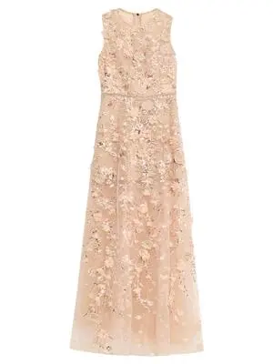 Bronx And Banco Arielle Floral Embroidered Gown - Blush Mult