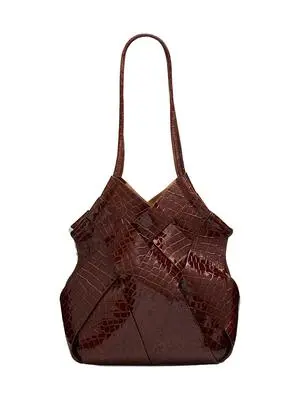 Ulla Johnson Charlotte Croc-embossed Shoulder Bag - Chestnut