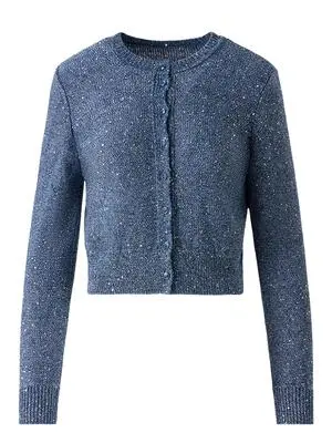 Akris Knit Cardigan With Sequins Denim