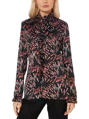 Rabanne Patterned Ruffled Blouse - Black