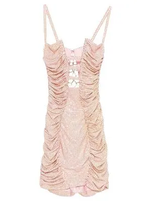 MITILIANE COUTURE Draped Crystal Embellished Mini Dress - Pink