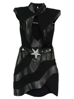 MITILIANE COUTURE Leather Insert Starfish Belt Dress - Black