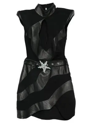 MITILIANE COUTURE Leather Insert Starfish Belt Dress - Black