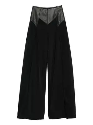 MITILIANE COUTURE Leather-insert Wide Leg Trousers - Black