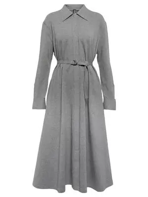 Norma Kamali Long-sleeve Belted Midi Dress - Grey