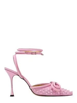 Mach & Mach 100mm Studded Bow-embellished Leather Pumps - Pink