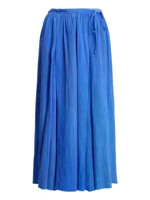 Ralph Lauren Crinkle Wrap Midi Skirt - Blue