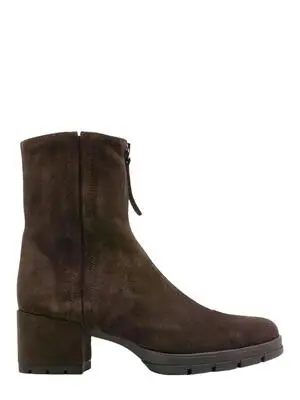 Unisa Leather Zip Ankle Boots - Brown