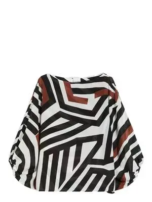 Max Mara Camino Asymmetric Striped Blouse - Black