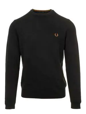 Fred Perry Logo-detail Crew-neck Sweater - Black