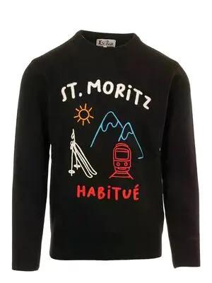 MC2 SAINT BARTH Embroidered Pullover Sweater - Black