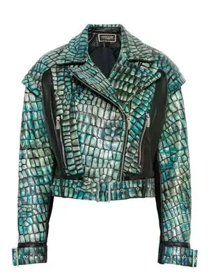 MITILIANE COUTURE Embossed Leather Jacket - Green