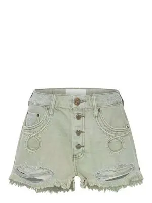 ONETEASPOON Le Wolves Le Loop Buttoned Frayed Shorts