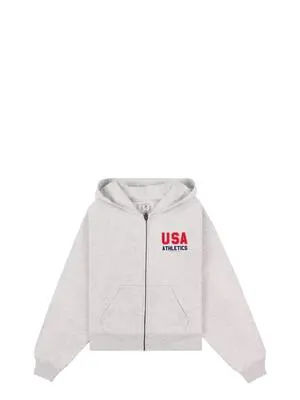 SPORTY & RICH Zip-up Graphic Hoodie - Grey