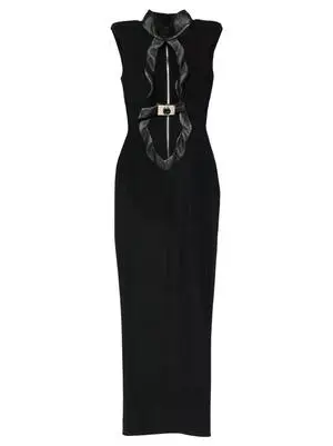 MITILIANE COUTURE Leather Insert Sleeveless Dress - Black
