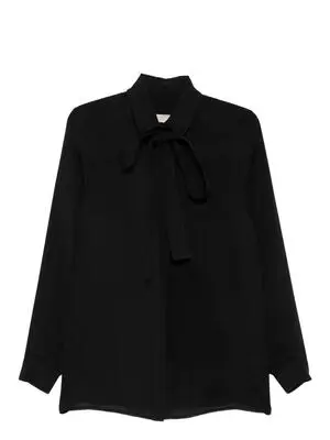 Elie Saab Long-sleeve Tie-neck Shirt - Black