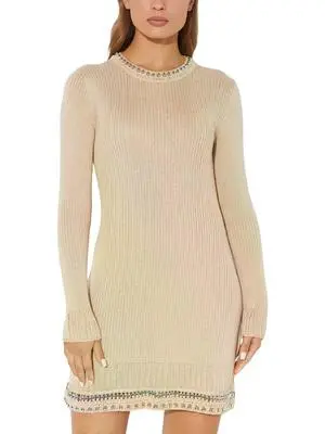 Rabanne Long Sleeve Mini Dress - Neutrals