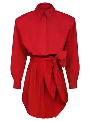 Alexandre Vauthier Tie-waist Shirt Mini Dress - Red