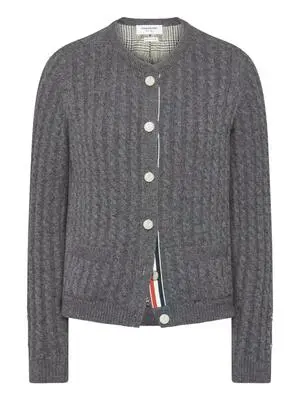 Thom Browne Cable-knit Cashmere Cardigan - Grey