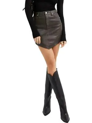 Alexandre Vauthier Asymmetric Leather Mini Skirt - Brown