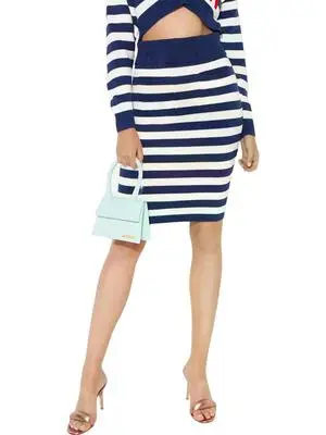 Kenzo Striped Knitted Midi Skirt - Blue