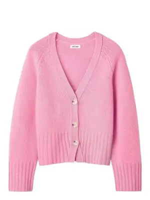 Soft Goat Long-Sleeve V-Neck Cardigan Pink