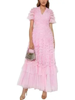 NEEDLE & THREAD Verity Ruffled Maxi Dress - Pink