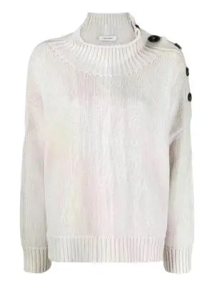 YVES SALOMON Button Turtleneck Sweater - Neutrals