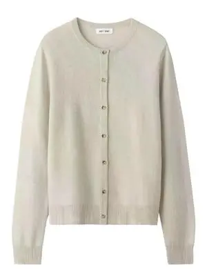 Soft Goat Buttoned Round-neck Cardigan - Neutrals