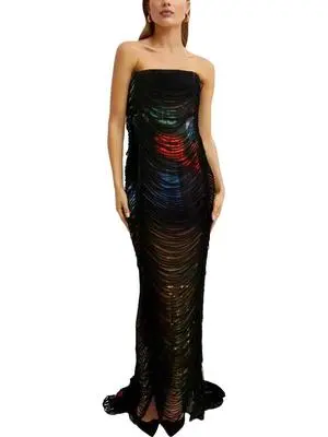 JEAN PAUL GAULTIER Printed Cut-out Maxi Dress - Black