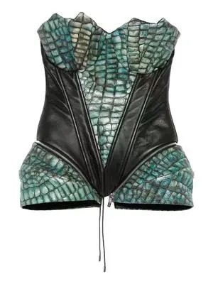 MITILIANE COUTURE Croc-effect Sleeveless Top - Black